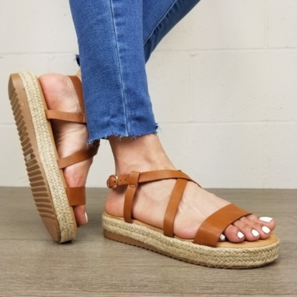 Shoes | Open Toe Espadrille Comfort Platform Sandal | Poshmark